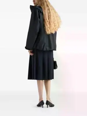 Prada Pleated Buckle-belt Midi Skirt - Blue