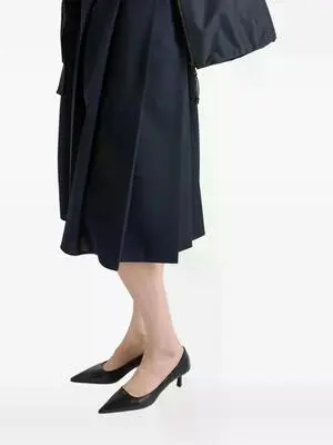 Prada Pleated Buckle-belt Midi Skirt - Blue