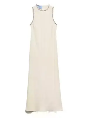 Prada Sablé Crew-neck Midi Dress - Neutrals