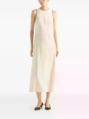 Prada Sablé Crew-neck Midi Dress - Neutrals
