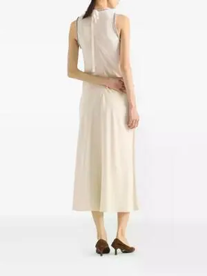 Prada Sablé Crew-neck Midi Dress - Neutrals