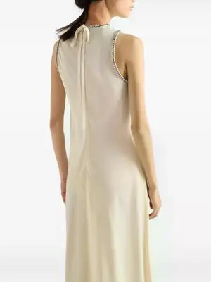Prada Sablé Crew-neck Midi Dress - Neutrals