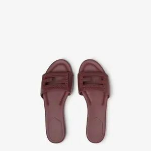 Fendi Baguette Tumbled Leather Slides