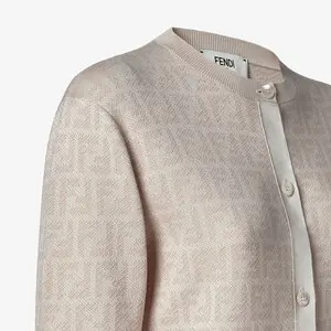 Fendi Cardigan In Ff Motif Jacquard - Pink