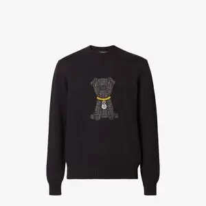 Fendi Ff Jacquard Patch Wool Pullover - Black