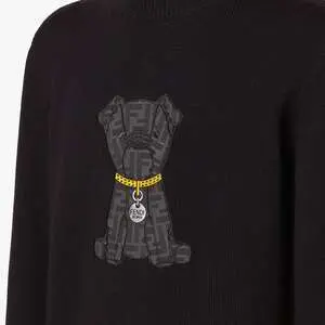 Fendi Ff Jacquard Patch Wool Pullover