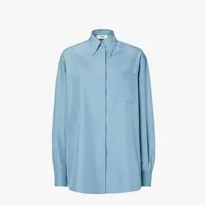 Fendi Oversized Silk Poplin Shirt - Blue