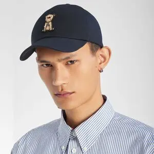 Fendi Canvas Baseball Cap With Faux Fur Patch