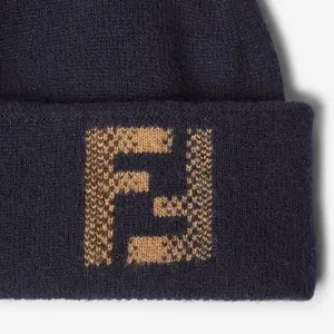 Fendi Beanie With Ff Logo Intarsia