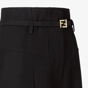 Fendi High-waisted Grain De Poudre Wool Trousers - Black