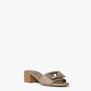 Fendi Baguette Dove Grey Leather Slides
