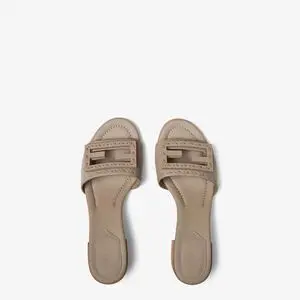 Fendi Baguette Dove Grey Leather Slides