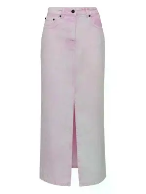 MSGM Denim Slit Maxi Skirt - Pink