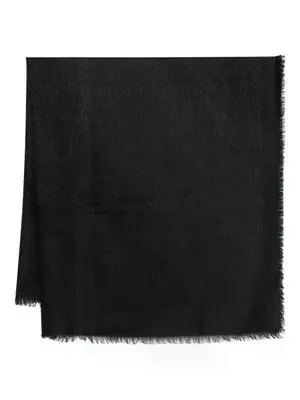 Saint Laurent Fringed Logo Scarf - Black