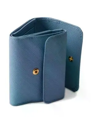 Prada Small Triangle-logo Leather Wallet - Blue