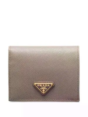 Prada Triangle-logo Saffiano Leather Wallet - Neutrals
