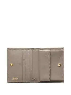 Prada Small Saffiano-leather Wallet - Neutrals
