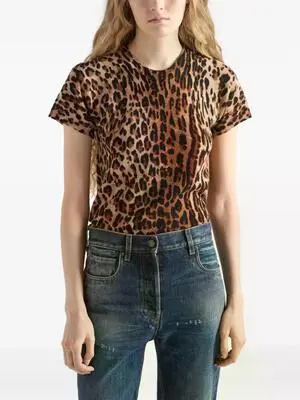 Prada Leopard-print Knitted T-shirt