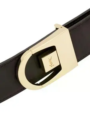 Saint Laurent Reversible Leather Belt - Black