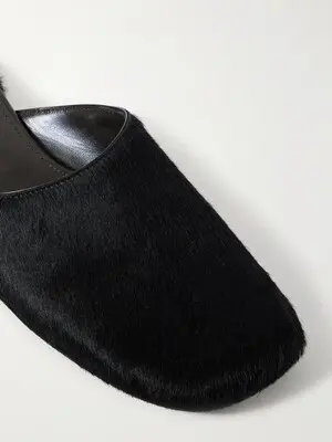 THE ROW Penelope Calf Hair Mules - Black