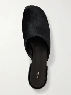 THE ROW Penelope Calf Hair Mules - Black
