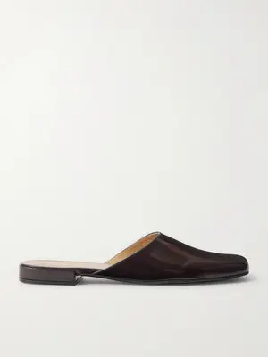 THE ROW Penelope Leather Slip-on Flats - Brown