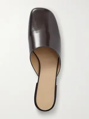 THE ROW Penelope Leather Slip-on Flats - Brown