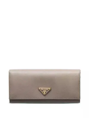 Prada Triangle-logo Leather Wallet - Grey