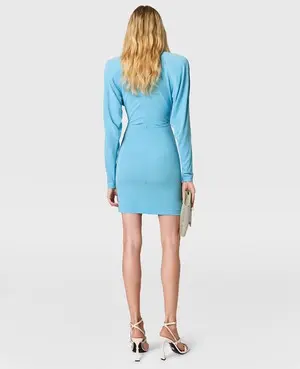 Stella McCartney Pleated Jersey Long-sleeve Midi Dress - New Sky Blue