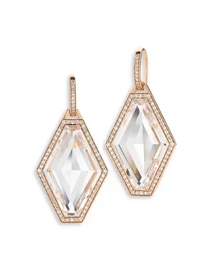 Walters Faith 18k Rock Crystal And Diamond Drop Earrings - Rose Gold
