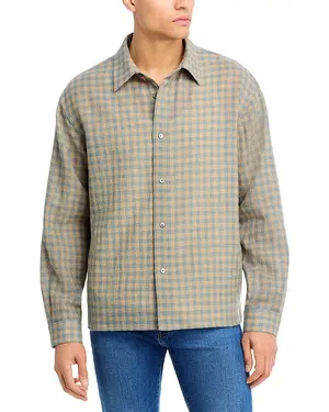 FRAME Light Wool Plaid Button Down Shirt