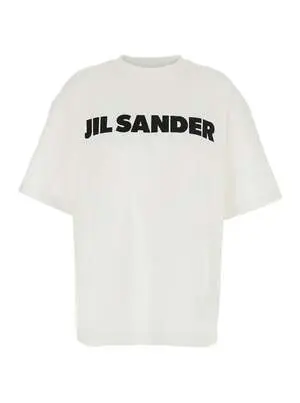 JIL SANDER Crewneck T-shirt With Logo Lettering On The Front In Cotton - White