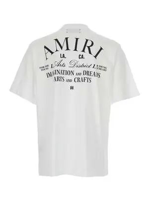 Amiri Crewneck T-shirt With Logo Lettering On Front And Rear In Cotton - White