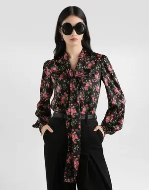 Dolce & Gabbana Rose Bouquet-print Satin Shirt - Multicolor