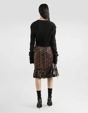 Dolce & Gabbana Rose Print Flounce Skirt - Multicolor