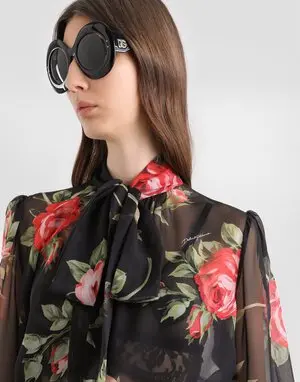 Dolce & Gabbana Rose Bouquet-print Chiffon Top - Multicolor