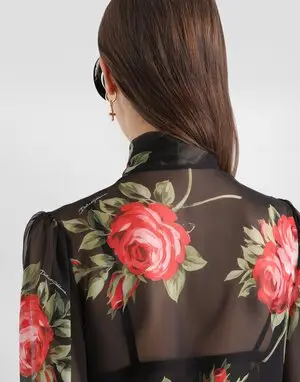 Dolce & Gabbana Rose Bouquet-print Chiffon Top - Multicolor
