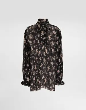 Dolce & Gabbana Vintage Rose-print Chiffon Top