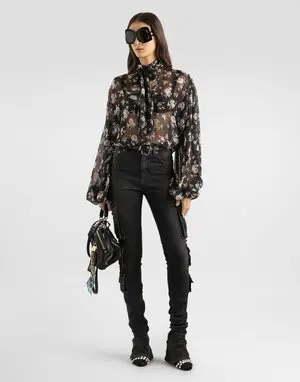 Dolce & Gabbana Vintage Rose-print Chiffon Top