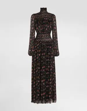 Dolce & Gabbana Floral-print Long Chiffon Dress - Multicolor