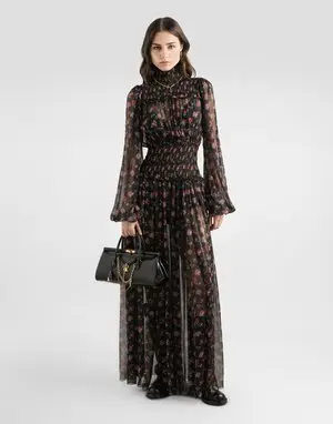 Dolce & Gabbana Floral-print Long Chiffon Dress - Multicolor