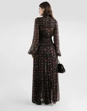 Dolce & Gabbana Floral-print Long Chiffon Dress - Multicolor