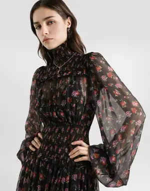 Dolce & Gabbana Floral-print Long Chiffon Dress - Multicolor