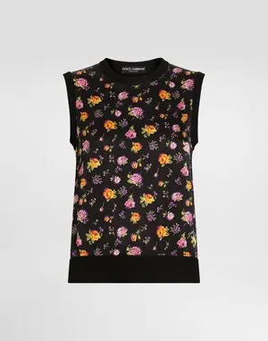 Dolce & Gabbana Rose Bouquets-print Silk Tank Top - Multicolor