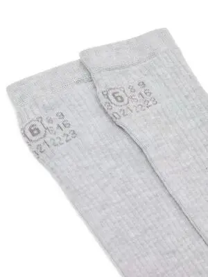 MAISON MARGIELA Ribbed Logo Socks - Grey