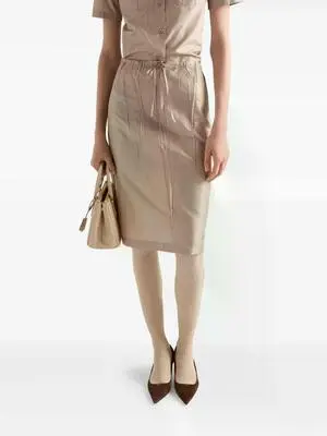Prada Pencil Midi Skirt With Drawstring - Neutrals