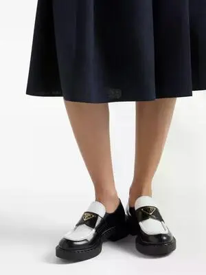 Prada Leather Logo Loafers - Black