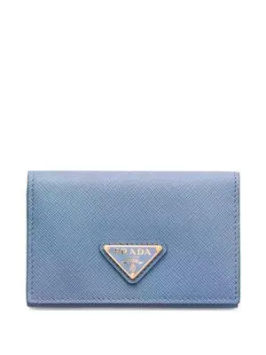Prada Triangle-logo Leather Card Holder - Blue