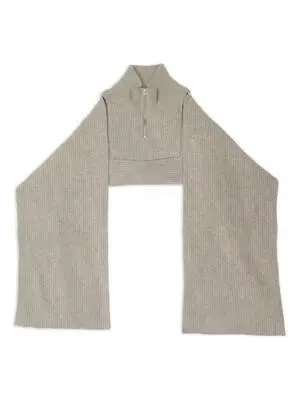 MAISON MARGIELA Half-zip Ribbed Scarf - Neutrals