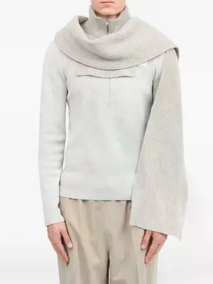 MAISON MARGIELA Half-zip Ribbed Scarf - Neutrals